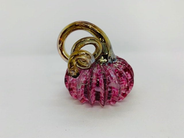 X - SOLD - MINI Pink Glass Pumpkin | STRONG STREET STUDIO