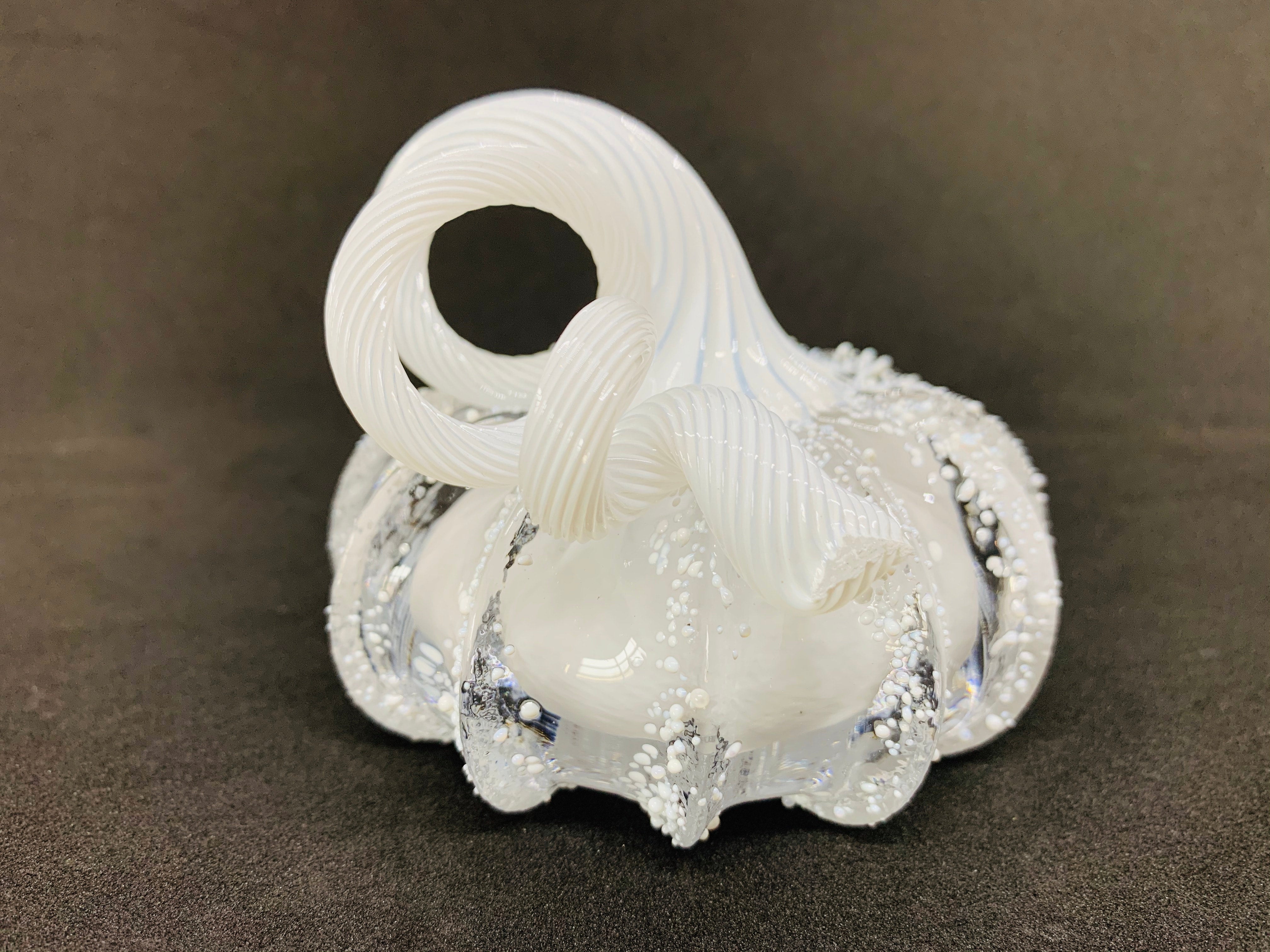 X - SOLD - Small Clear/White Glass Pumpkin | STRONG STREET STUDIO