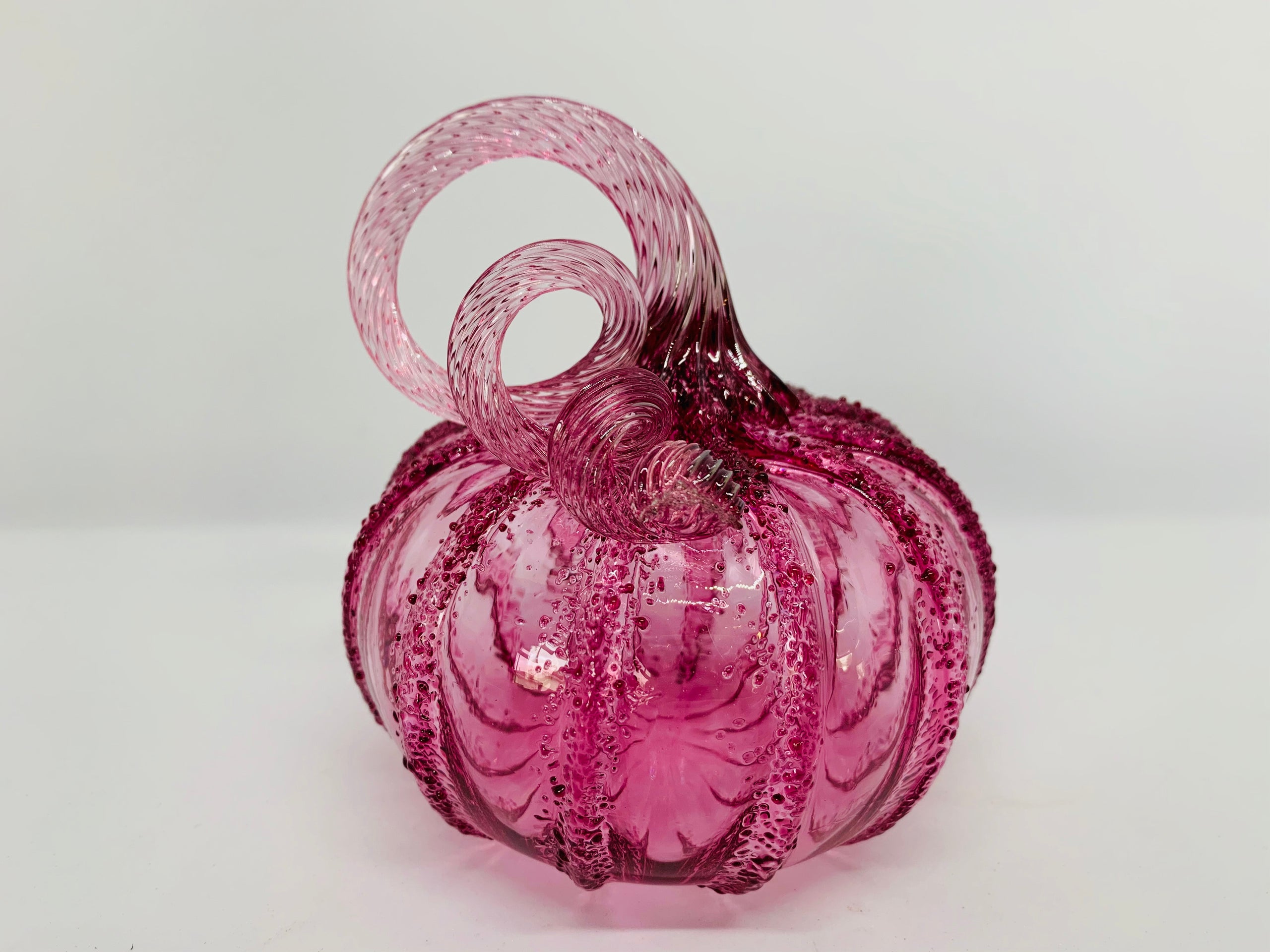 X - SOLD - Medium Pink Glass Pumpkin | STRONG STREET STUDIO