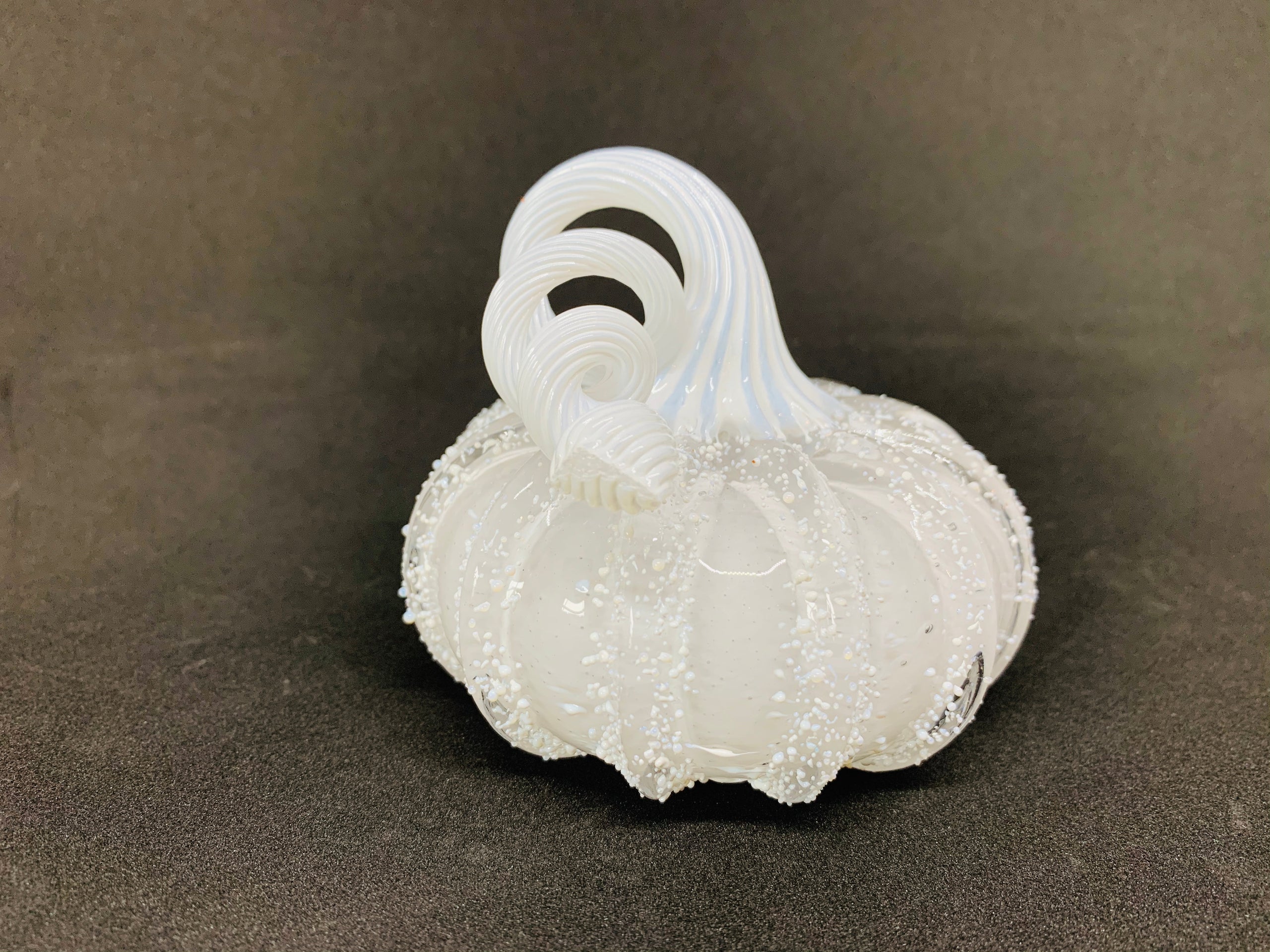 X - SOLD - Small White Glass Pumpkin | STRONG STREET STUDIO